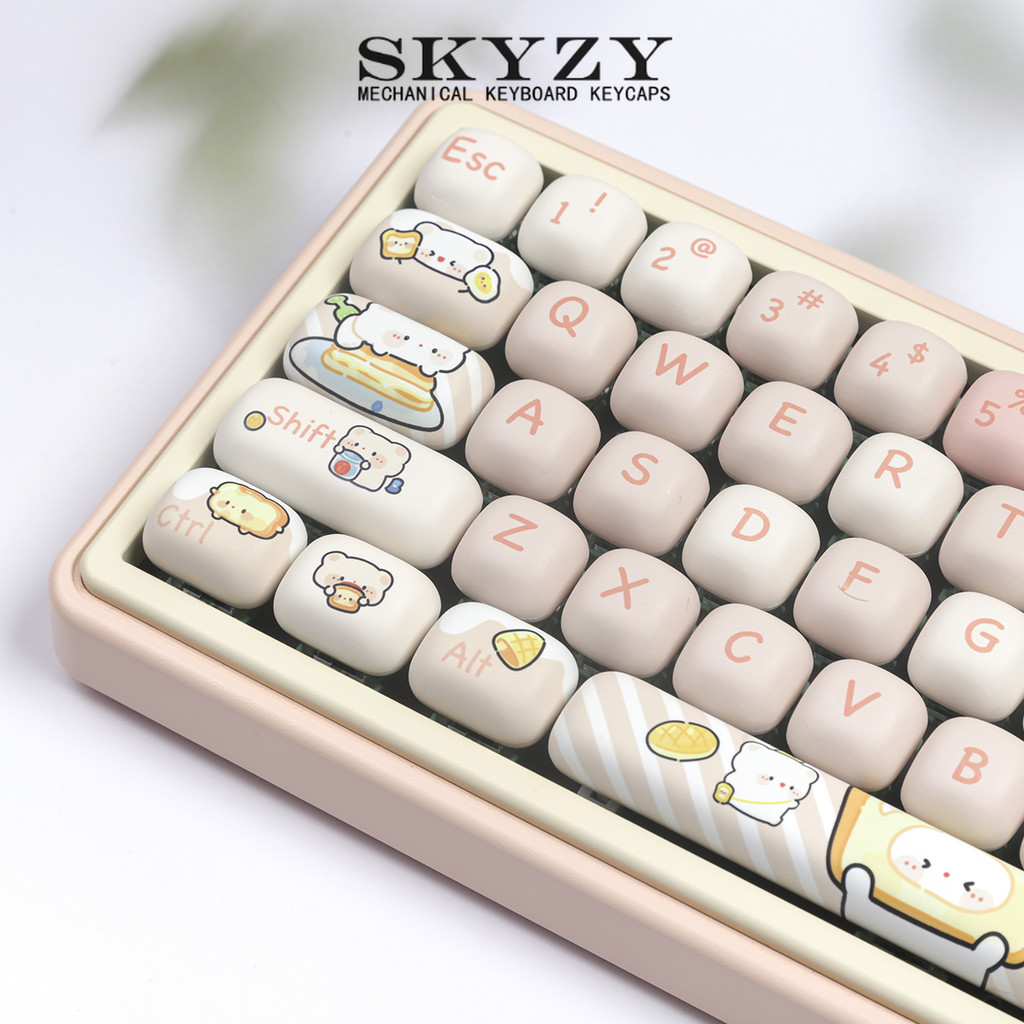 Bread Bear Keycaps MOG Profile Cute Pink Buns Shape PBT Dye Sub ...