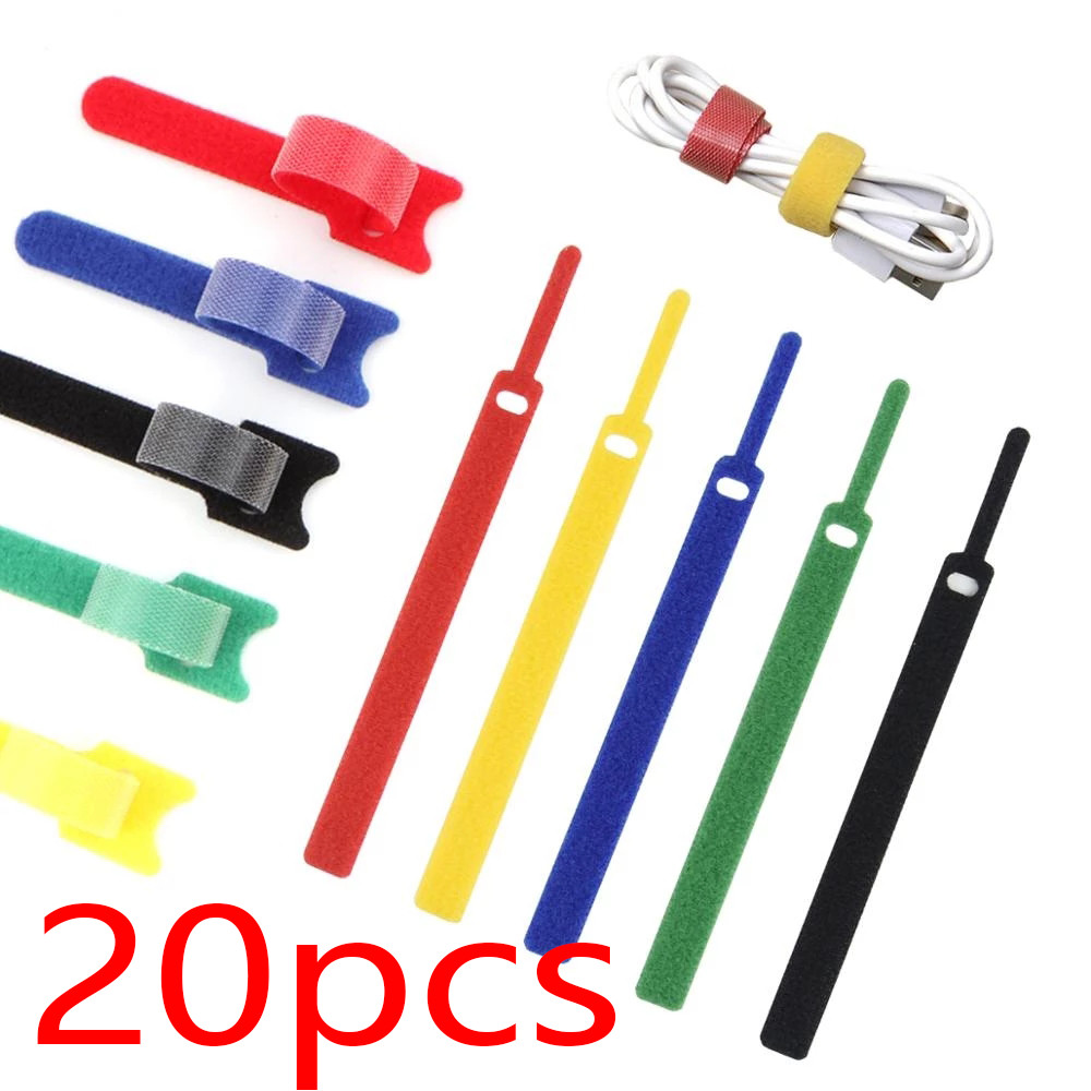 PP+20pcs Universal Cable Management Band / Velcro Cable Tie /Data Cable ...
