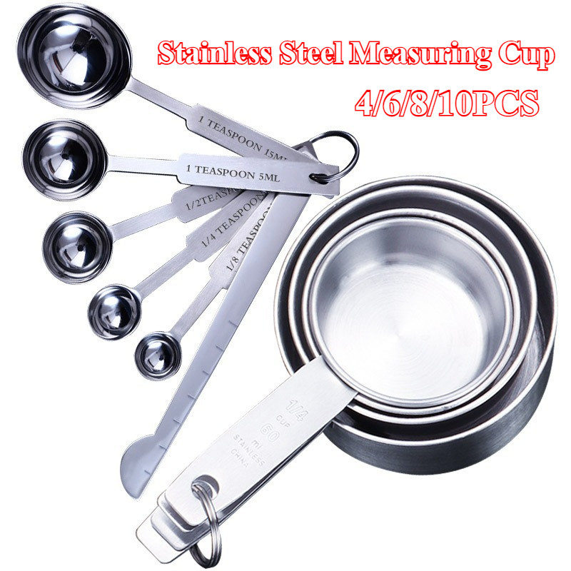 10PCS Set Stainless Steel Measuring Cup and Measuring Spoon with ...