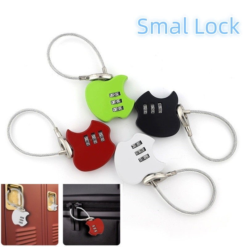Small Padlock 3-Digit Wire Combination Lock Heavy Duty Wire Rope Cable ...