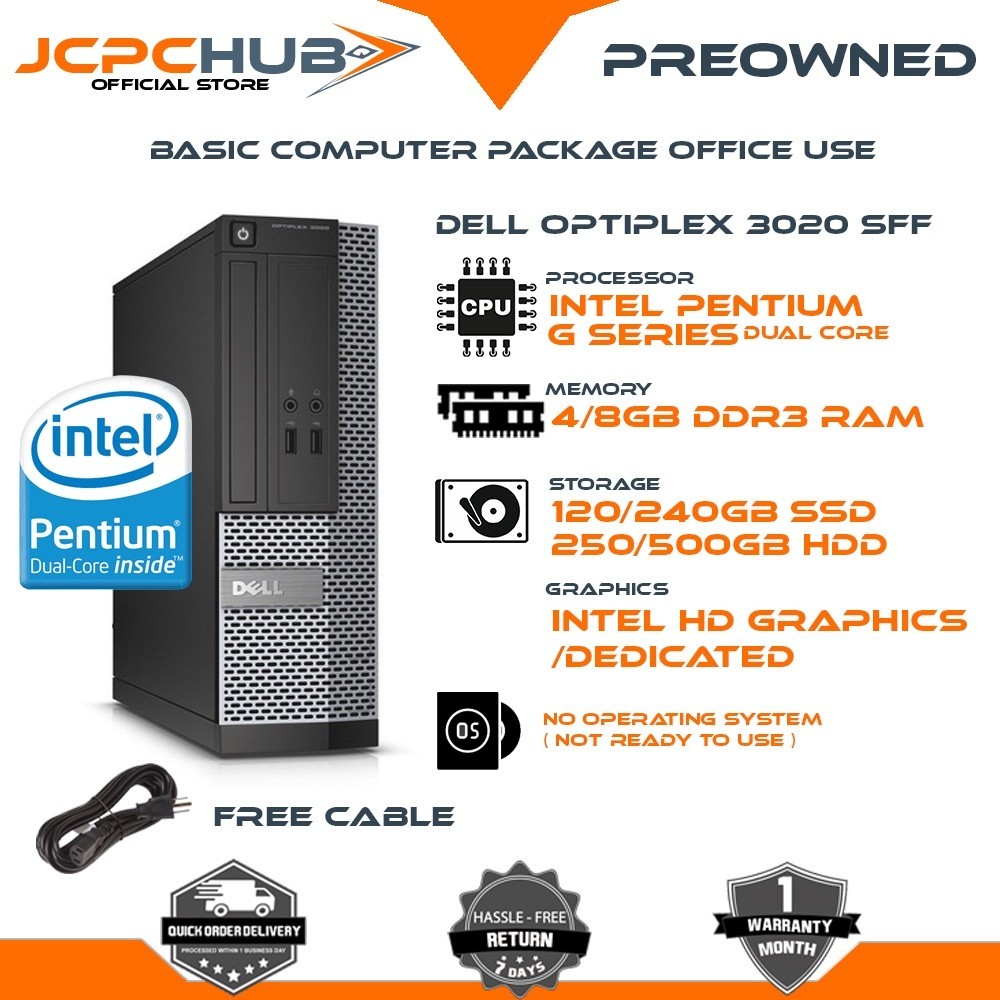 Dell Desktop Unit Optiplex 3020 SFF Intel Pentium GSeries 2 Core ...