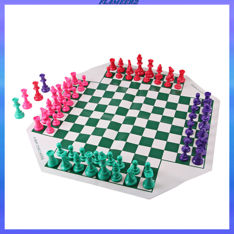 [Flameer2] 4-Color Four Player Chess Set with Soft Chess Board for Kids ...