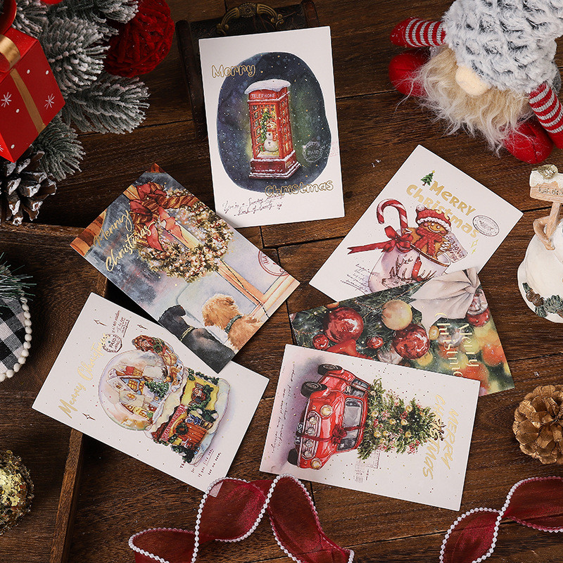 New Christmas hot stamping greeting cards postcards flower shops Gift ...