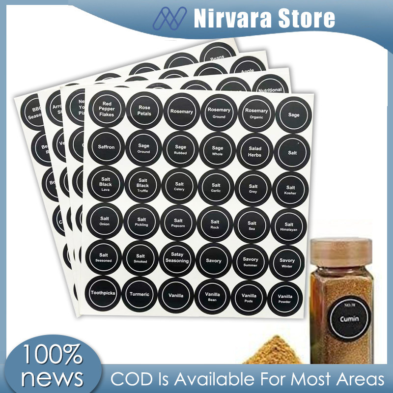 180pcs Spice Jar Labels Waterproof Spice Bottle Glass Jar Labels ...