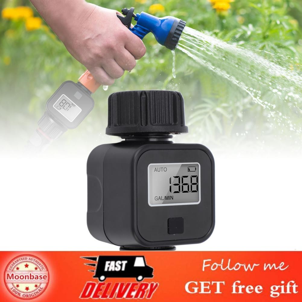Moonbase 3/4 Inch Thread Water Flow Meter LCD Display Measure Gallon ...