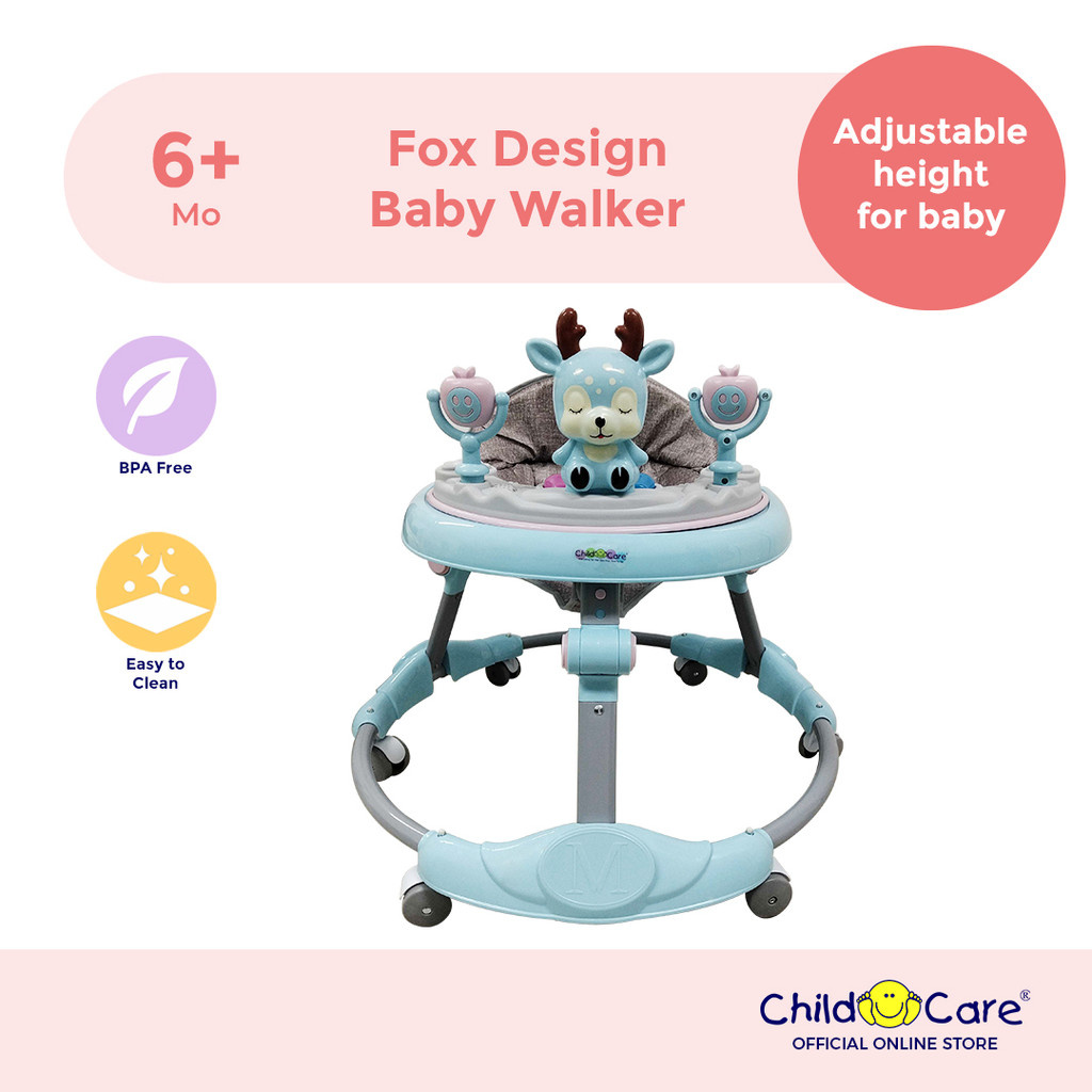Child Care Baby Walker with Deer Character - Foldable, Padded for ...