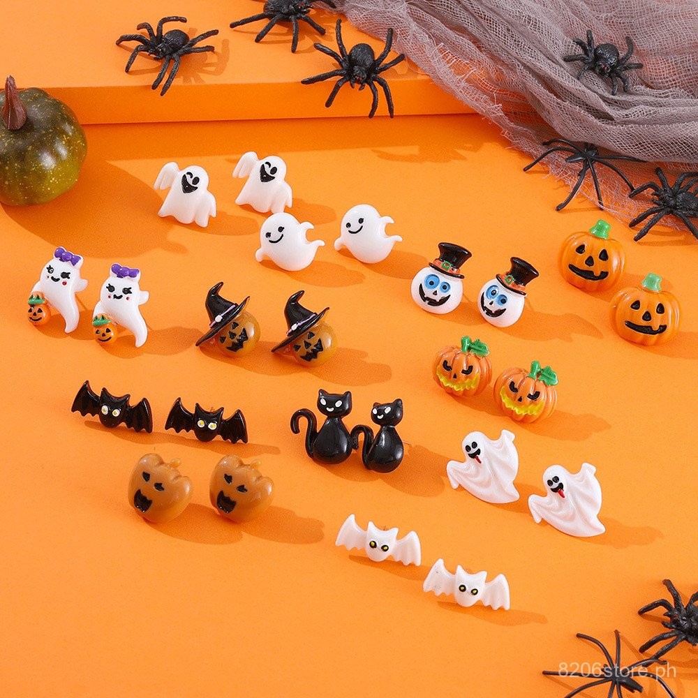 Hot Creative Halloween Series Cartoon Earrings Cute Personality Pumpkin ...