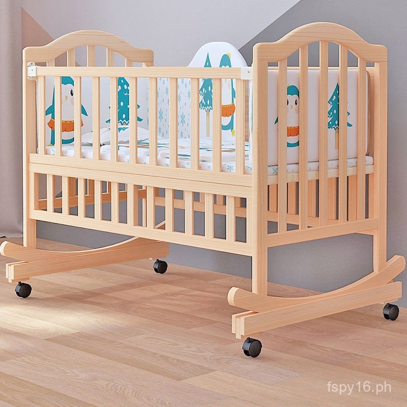 Baby Crib Cradle Bed Baby Rocking Bed Newborn Baby Rocking Bed Solid ...