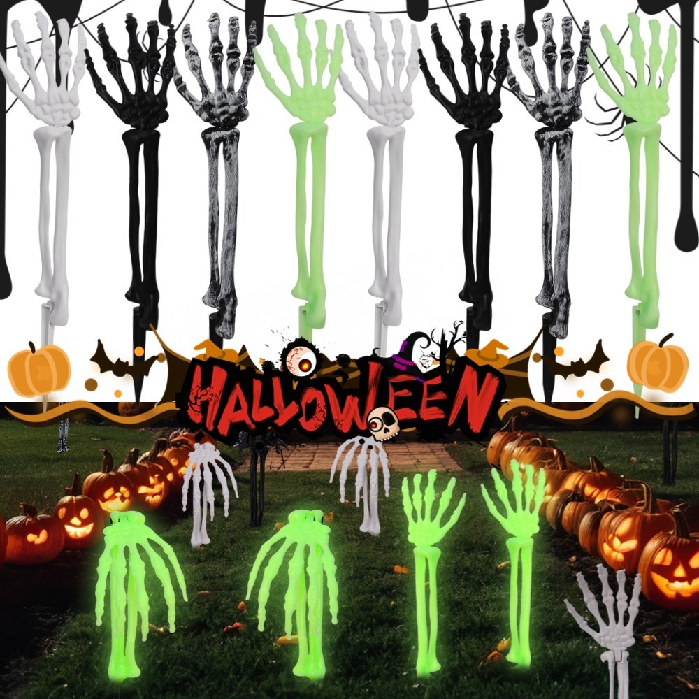 Halloween Scary Realistic Hand Bone Decors Black White Luminous Ground ...