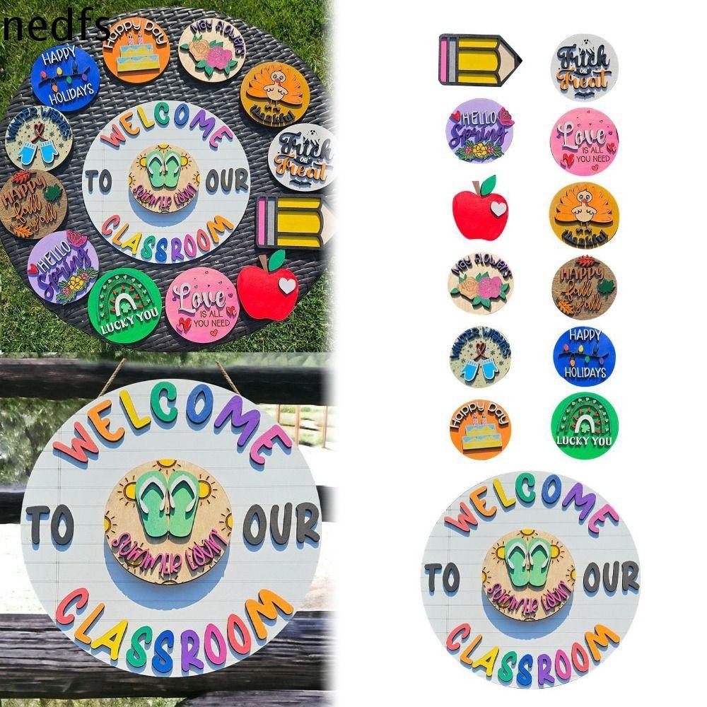 NEDFS Welcome To Our Classroom Sign, Interchangeable Cartoon Welcome ...
