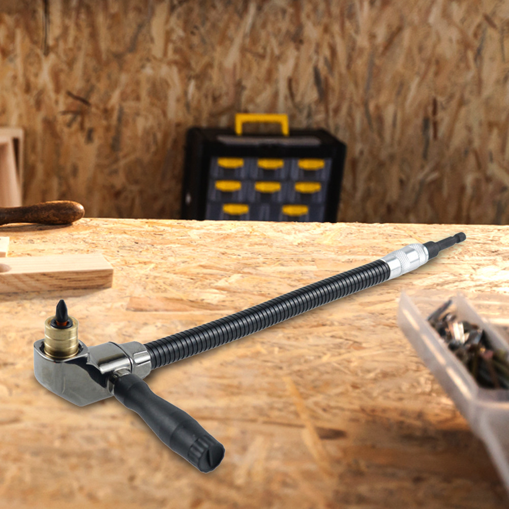 90 Degree Electric Drill Chuck 300mm Flexible Shaft Extension Rod Right ...