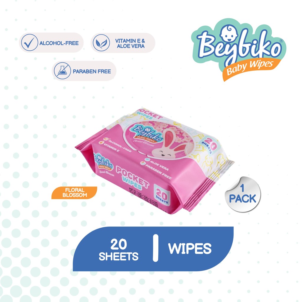 Beybiko - POCKET WIPES Floral Blossom scent (20 Sheets) (1 pack ...