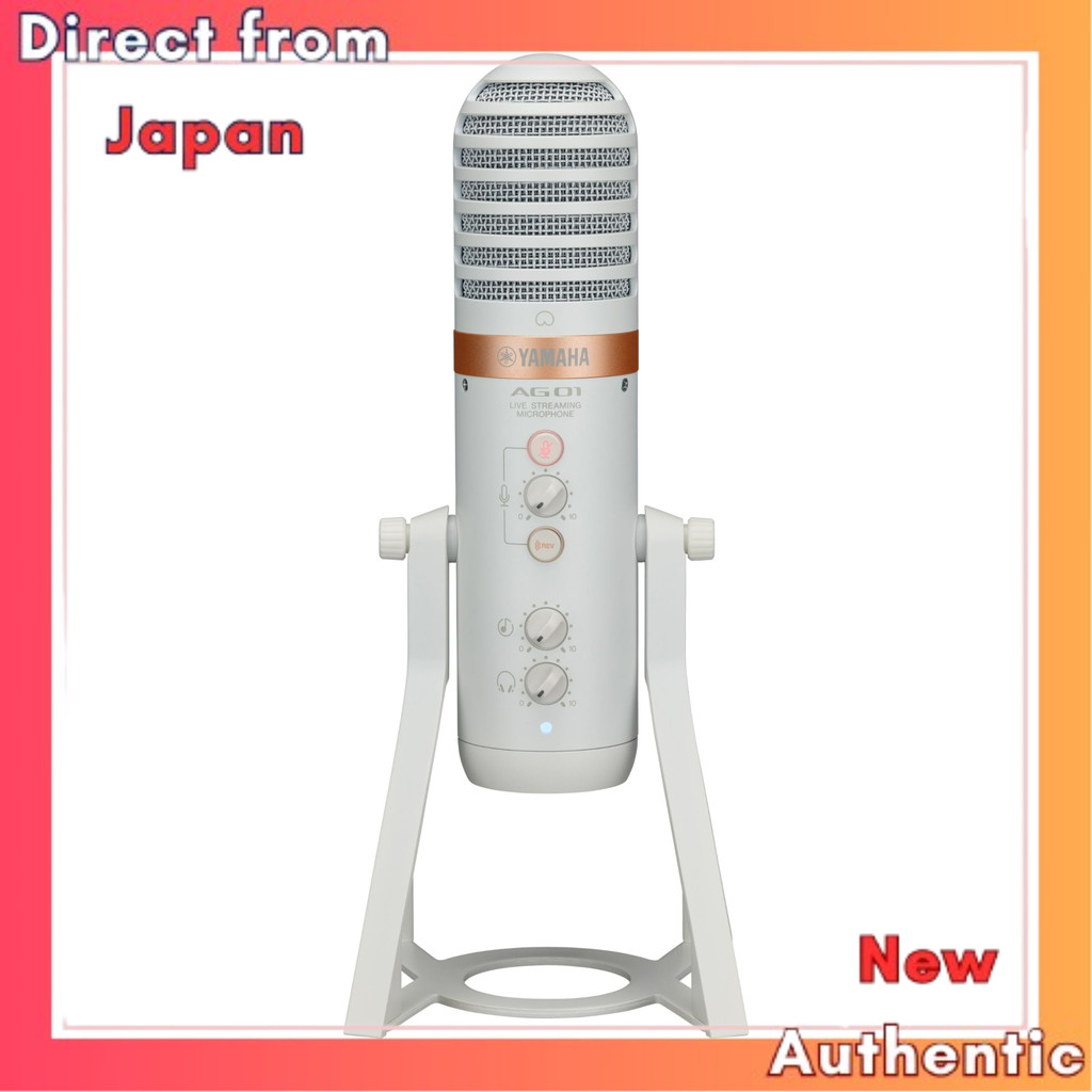 Yamaha AG01 W Live Streaming Microphone with Built-in Microphone, USB Microphone, White Black ...
