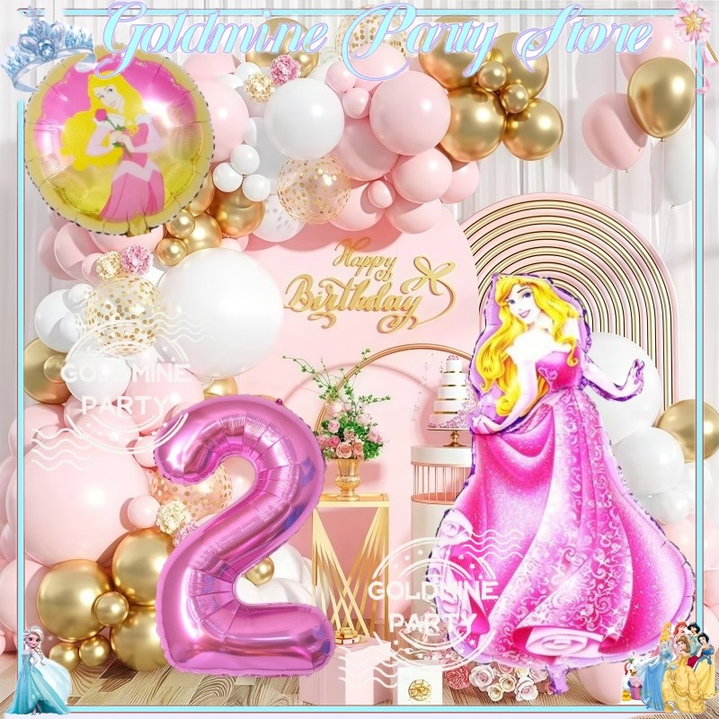 Disney Princess Theme Aurora Sleeping Beauty Balloon Set Pink Gold Baby ...