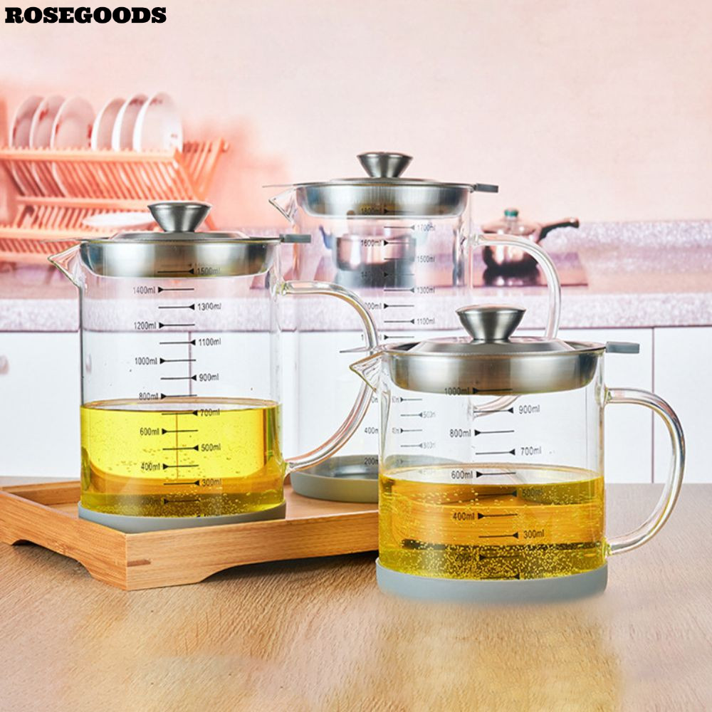 ROSEGOODS Cooking Oil Storage Can, With Strainer Fine Mesh Oil Filter ...