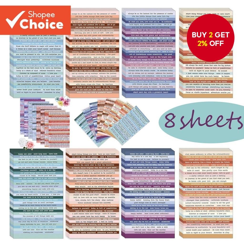 8 Sheets Diary Quotation Stickers-Adult Retro Scrapbook Supplies Kit ...