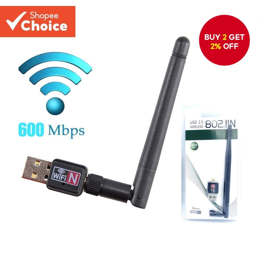 Wireless USB WiFi Receiver Adapter 2.4Ghz 600Mbps High Speed with ...