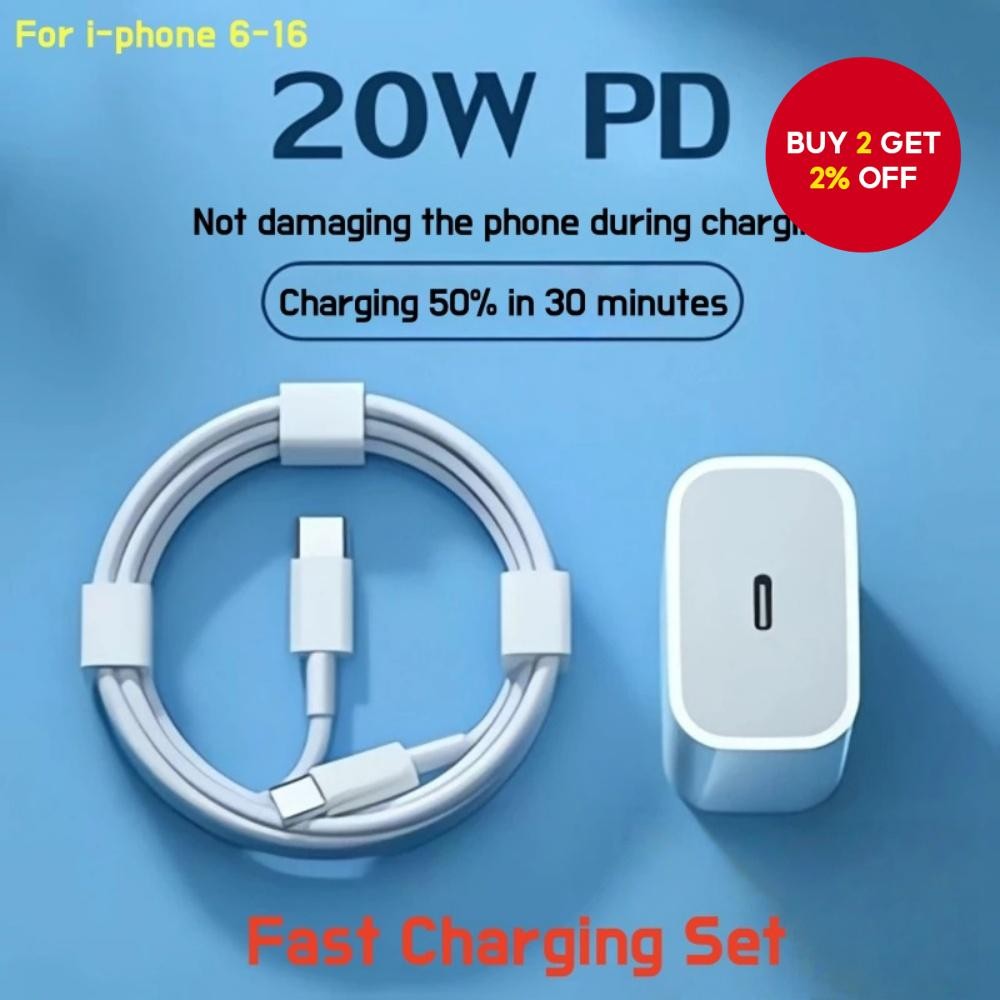 PD 20W Fast Charge and Type C to iOS Charging Cable for iPhone 6, 7, 8 ...
