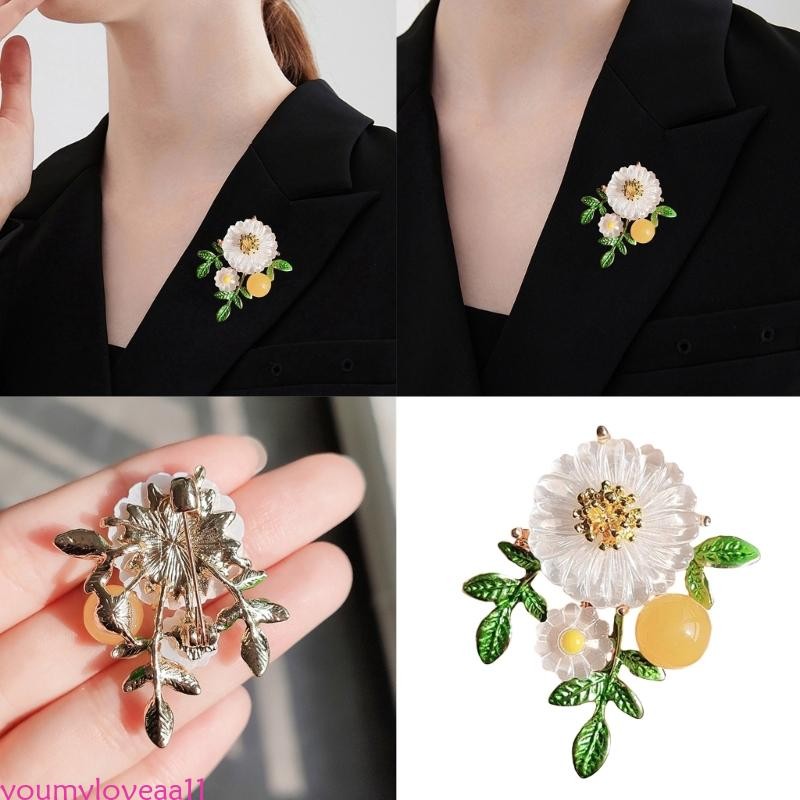 youmyloveaa Fashionable Alloy Lapel Pin Handmade Delicate Daisy Brooch ...