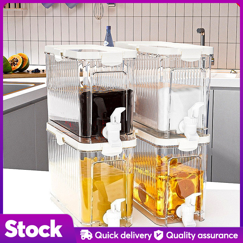 4L Refrigerator Water Bottle with Tap - Plastic Cold Drink Storage ...