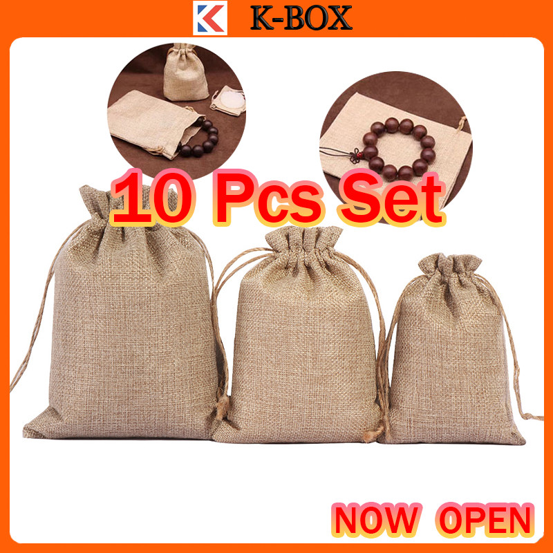 Burlap Drawstring Pouch Plain Linen Gift Bag Jute Storage organizer ...