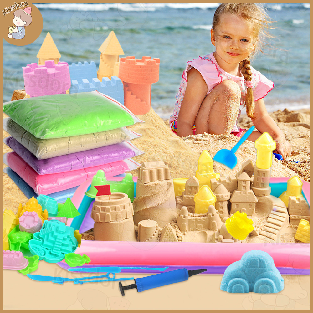Kissdora Non-Toxic Motion Sand Playset 39-Model with Inflatable Pool ...