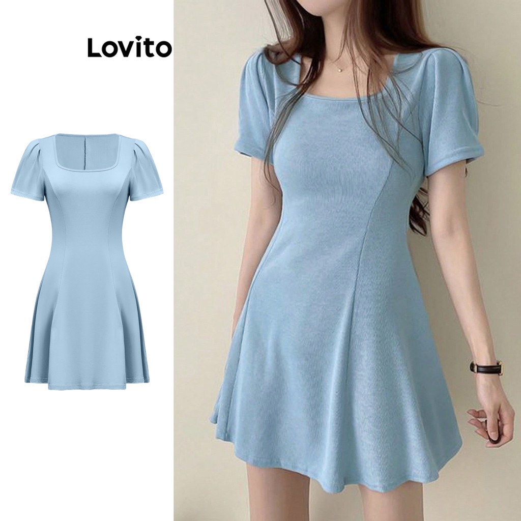 Lovito Women Elegant Plain Structure Line Dress L91ED396 | Shopee ...