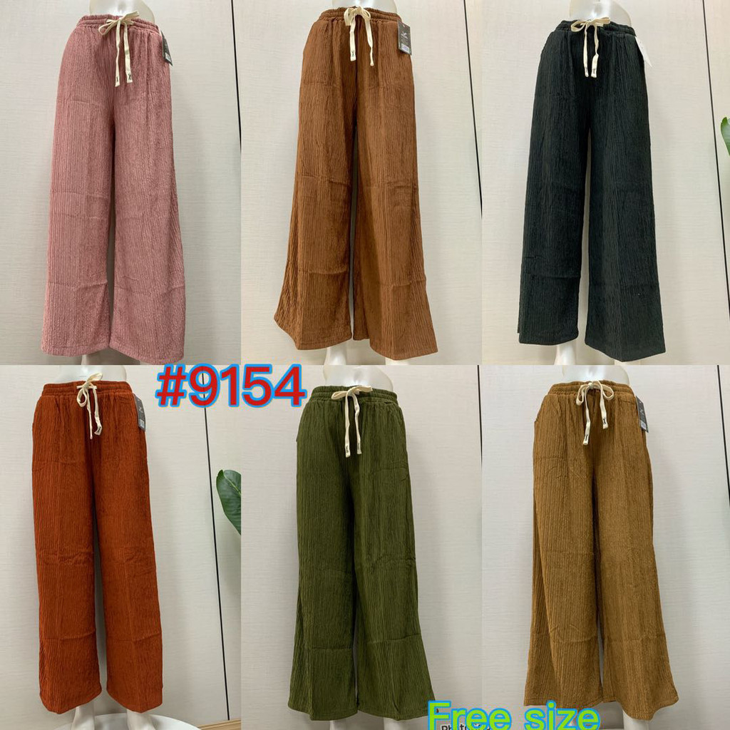 M-XXL Women's Casual Lithe Straight Square Pants Garterized Waist Front ...