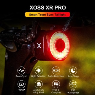 XOSS XR Pro Tail Light Automatic Brake Sensing Team Sync Bicycle Rear ...