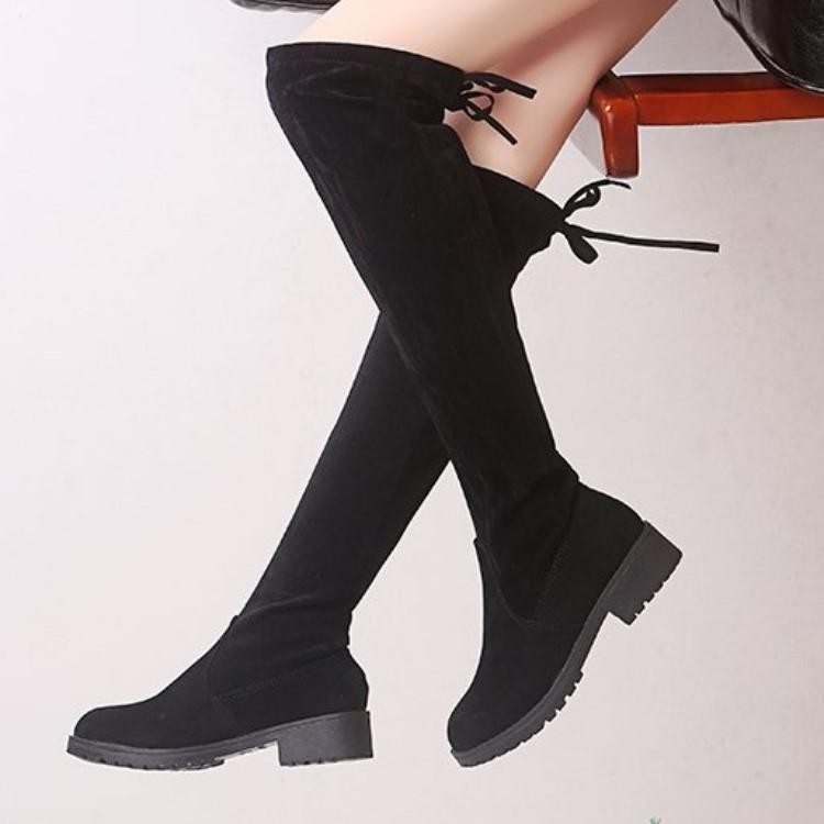 Size 35-42 Women's Fashion Long Martin Boots Casual Black Suede Shoes ...
