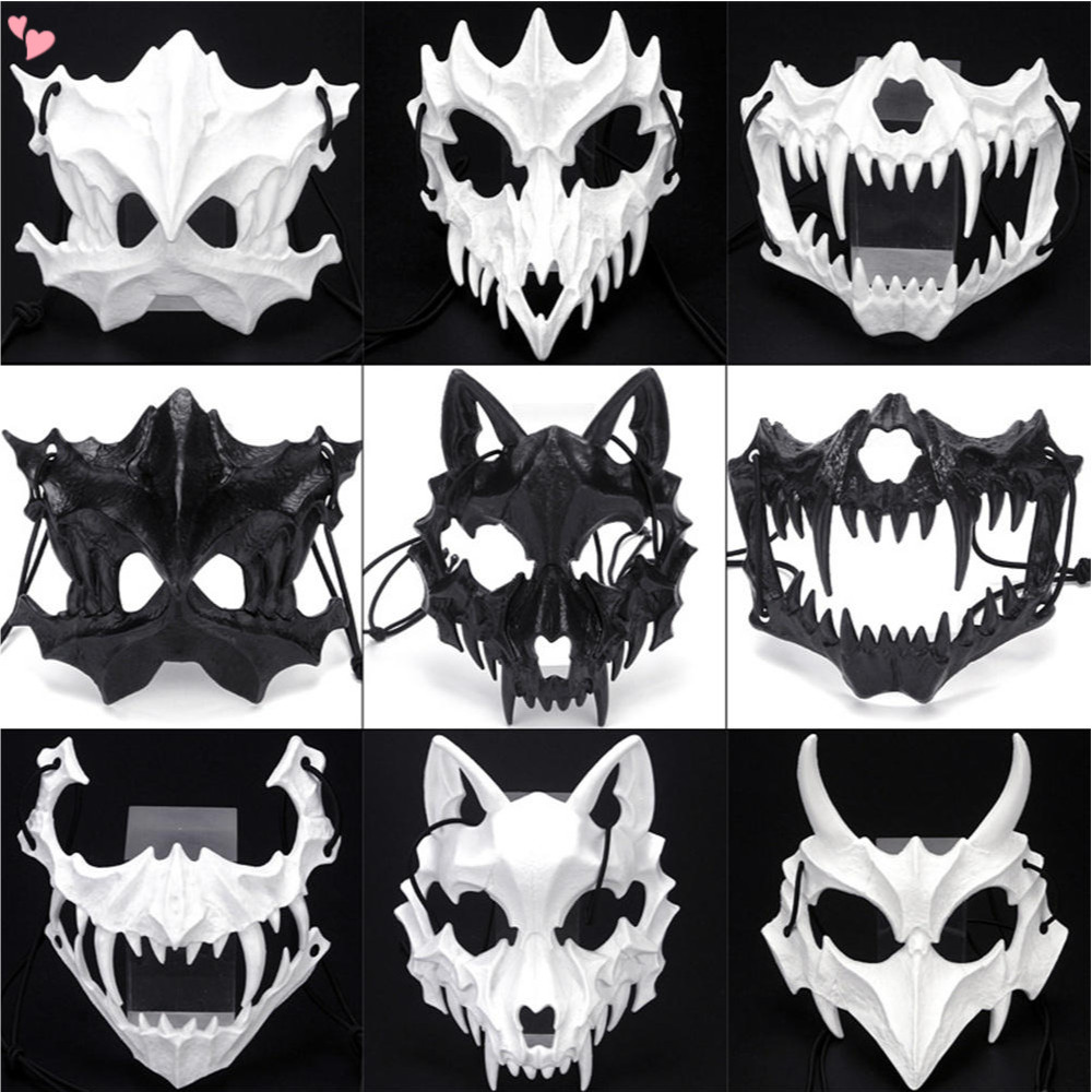 Halloween Mask Scary Half-face Mask Animal Skull Masks Dress-Up ...