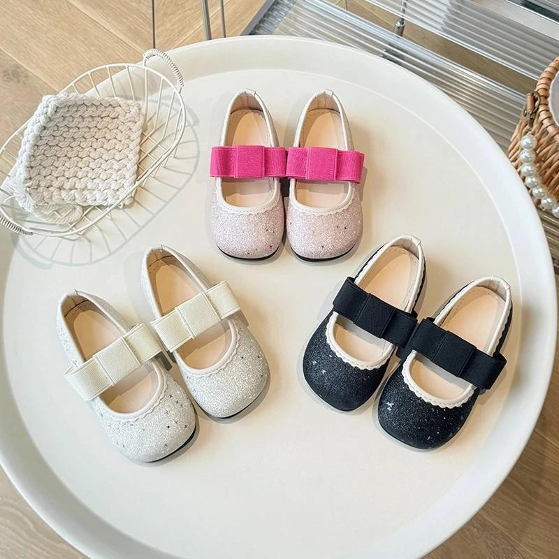 Girls' Mary Jane Shoes with Simple Bow Kids Princess Leather Shoes for ...