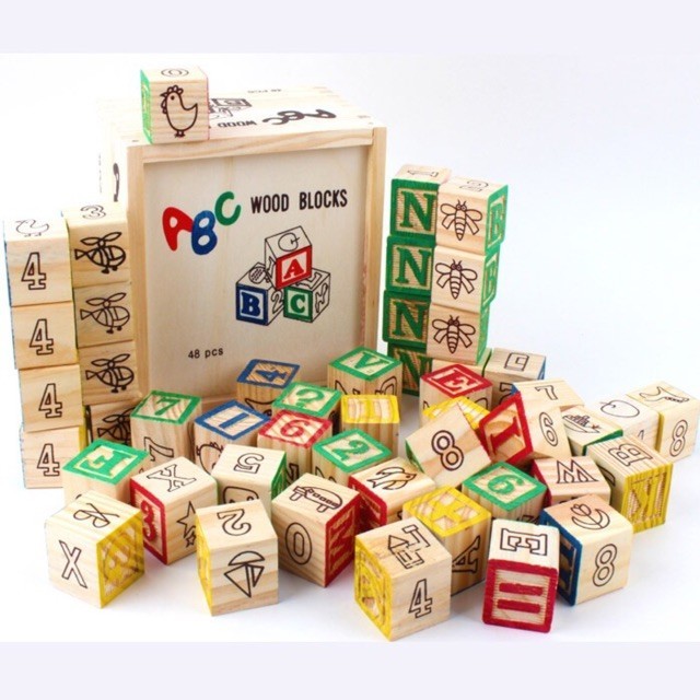 48-Piece ABC Wooden Blocks Set | Shopee Philippines