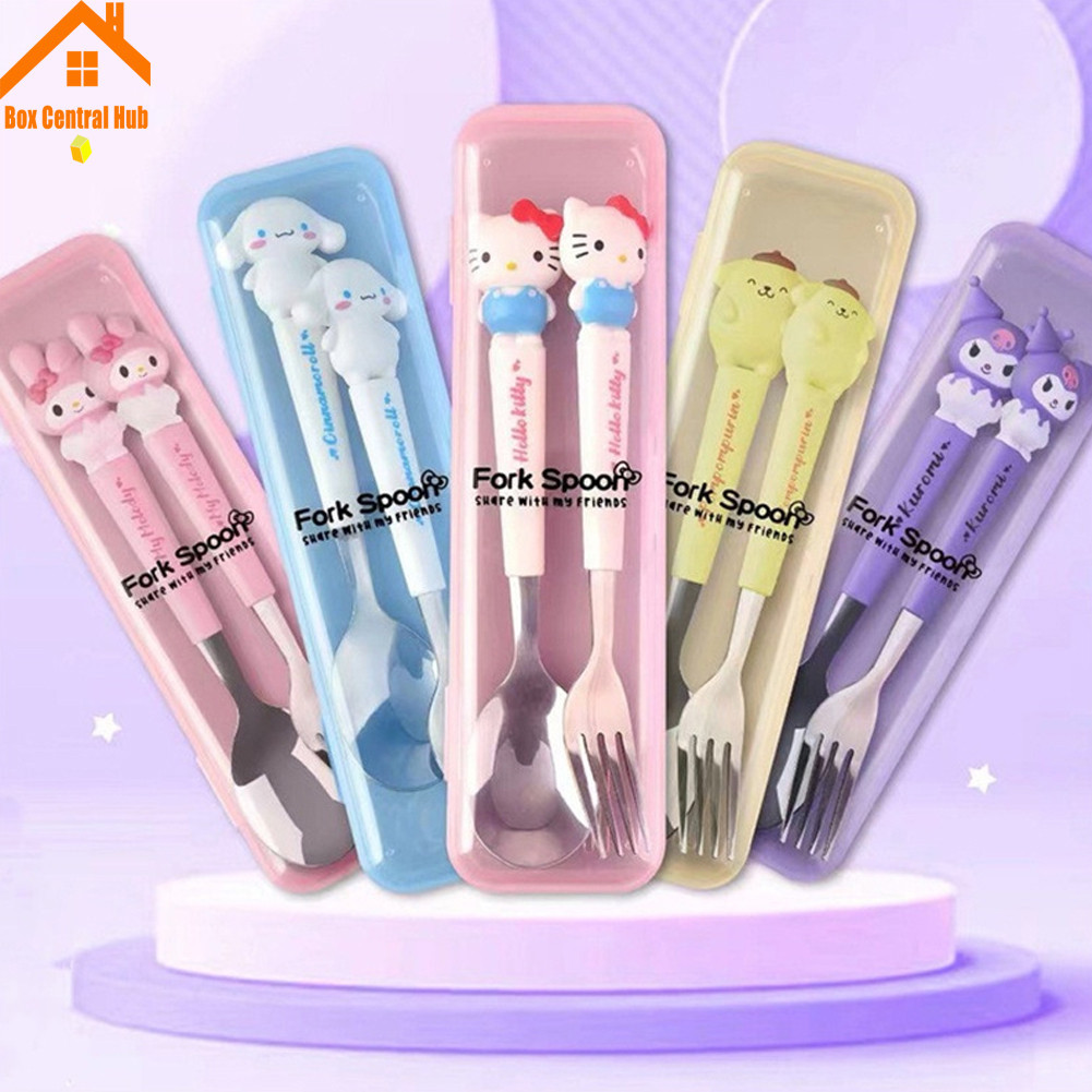 Cute Cartoon Stainless Steel Cutlery Cartoon Head Spoon and Fork ...
