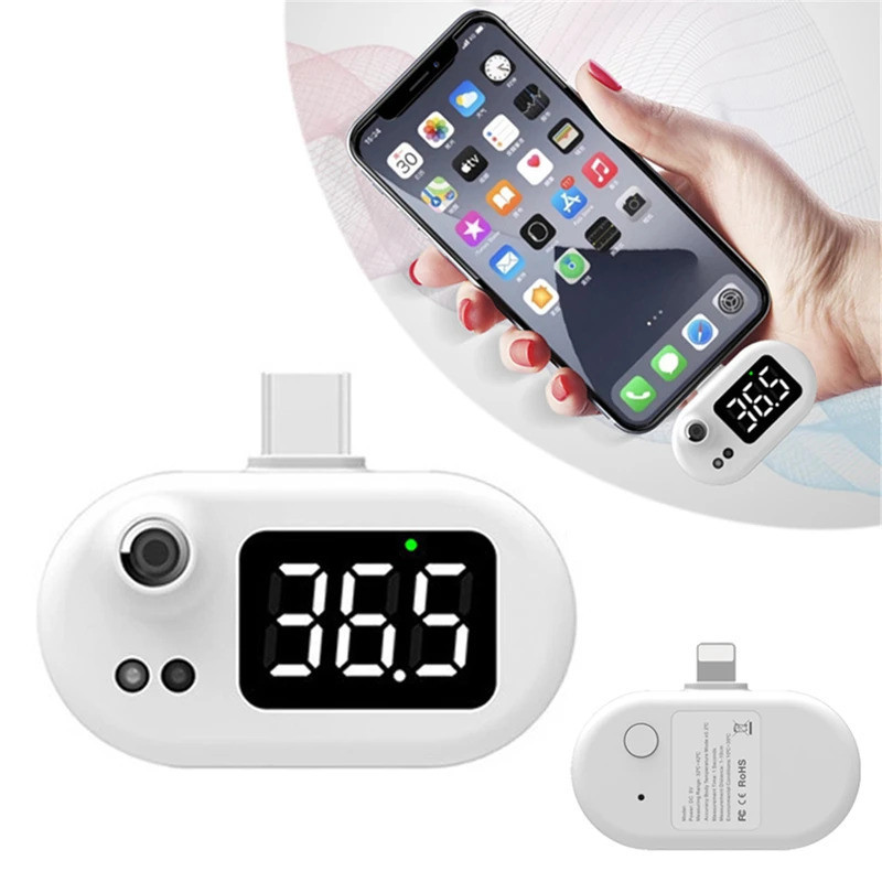 USB Smart Thermometer LED Display Mini Phone Infrared Thermometer Type ...