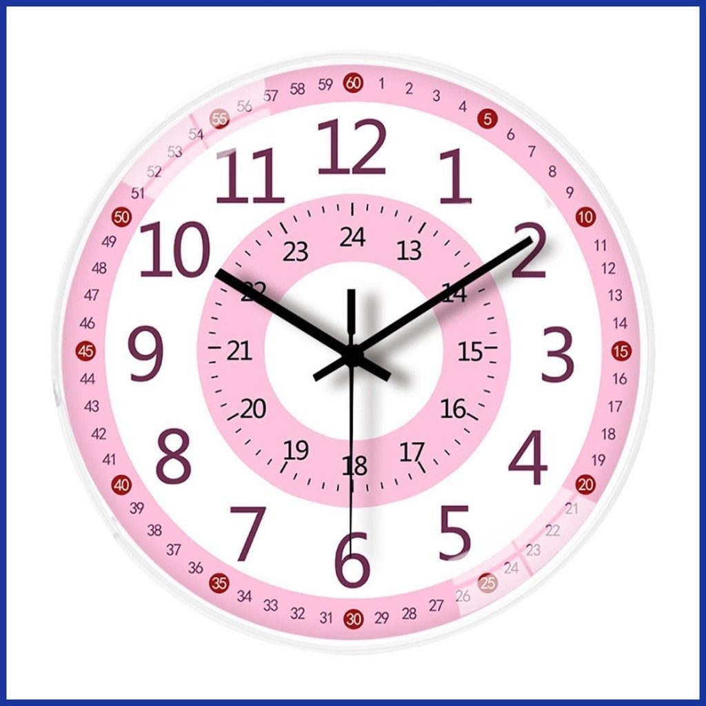 Teaching Time Clock for Kids 8-Inch Analog Clock for Classroom Wall Non ...