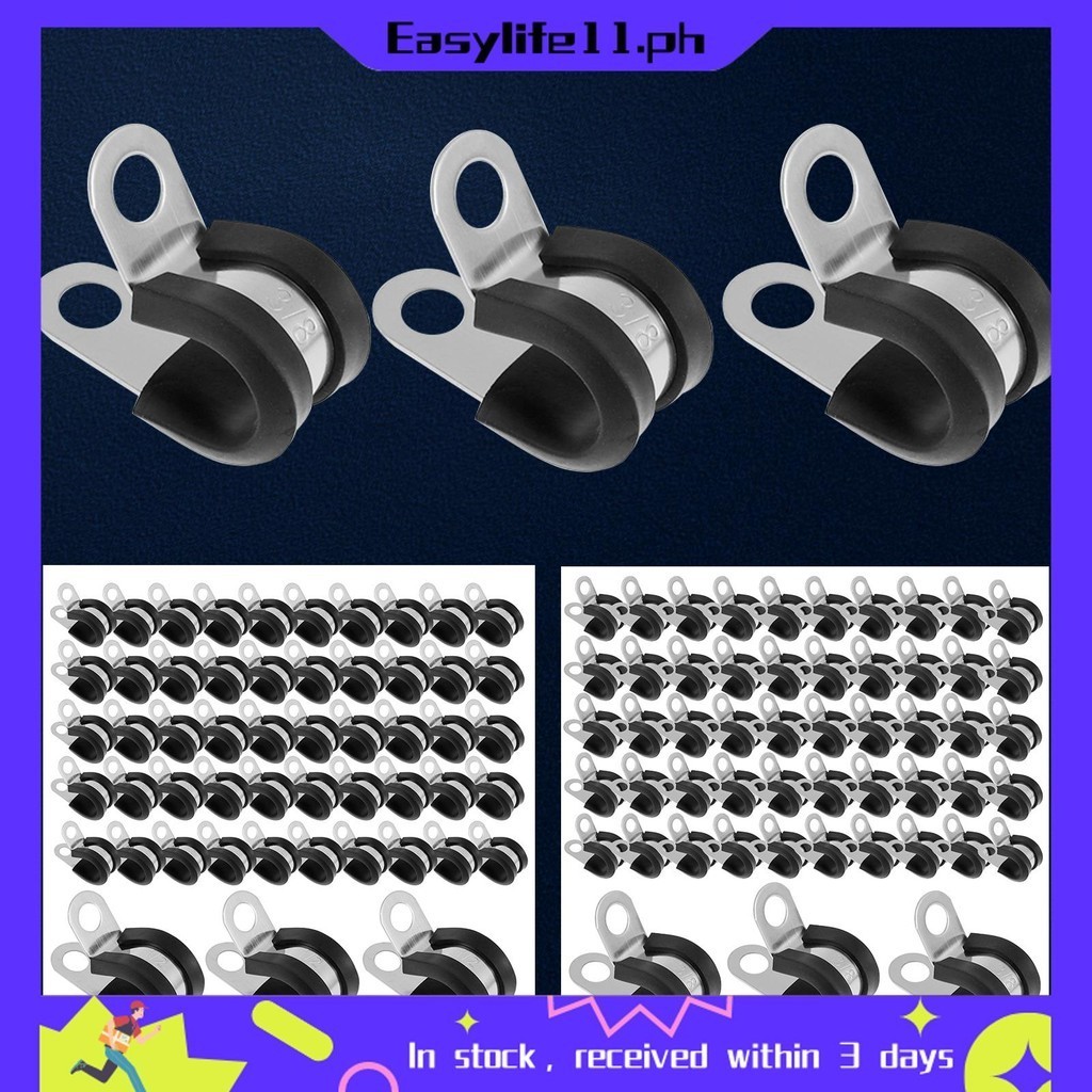 Cable Clamps Stainless Steel Strip Clamp Waterproof Metal Pipe Clamp 1/ ...