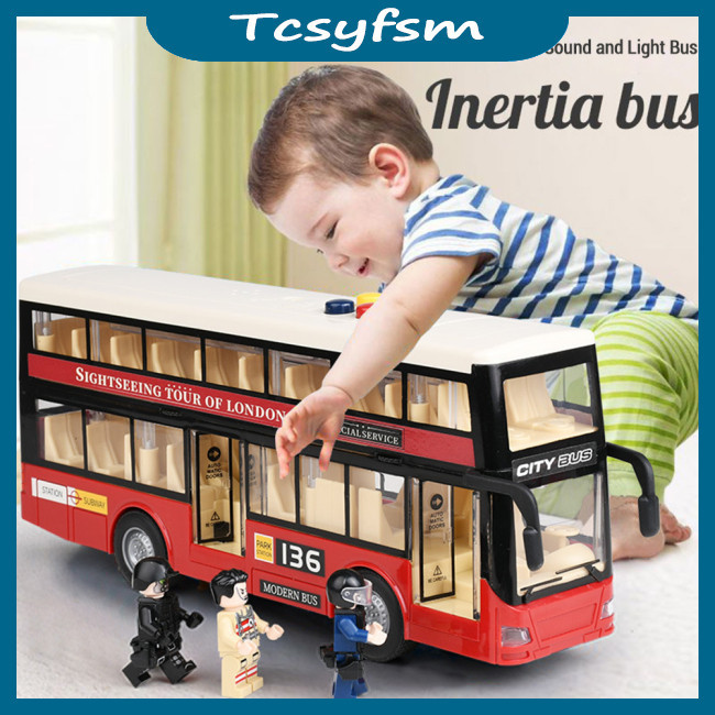 TY Double Decker Bus Toy With Lights Sounds Inertia Bus Toy With ...