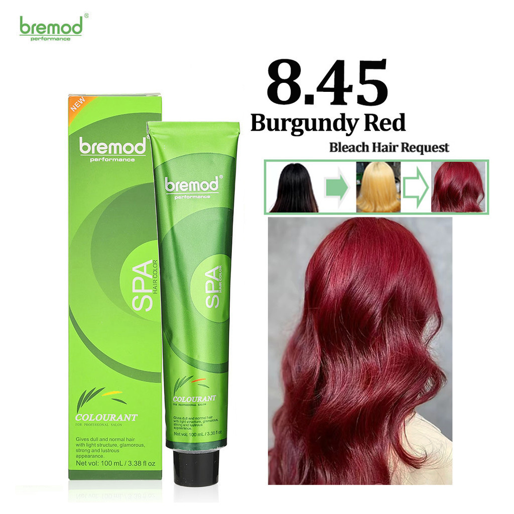 Bremod Hair Color 8.45 Burgundy Red 100ml Oxidizer Red Tone (Bleach ...