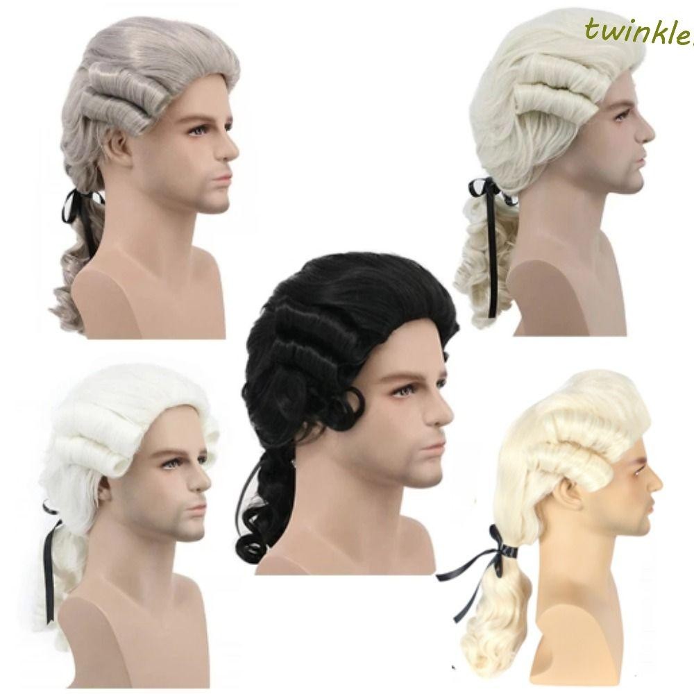 TWINKLE1 Baroque Cosplay Curly Wig, Deluxe Historical Lawyer Judge Wig ...