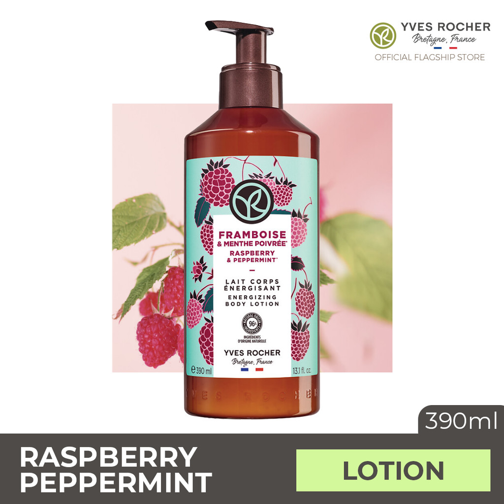 Yves Rocher Raspberry Peppermint Energizing Body Lotion - 390ml Natural ...