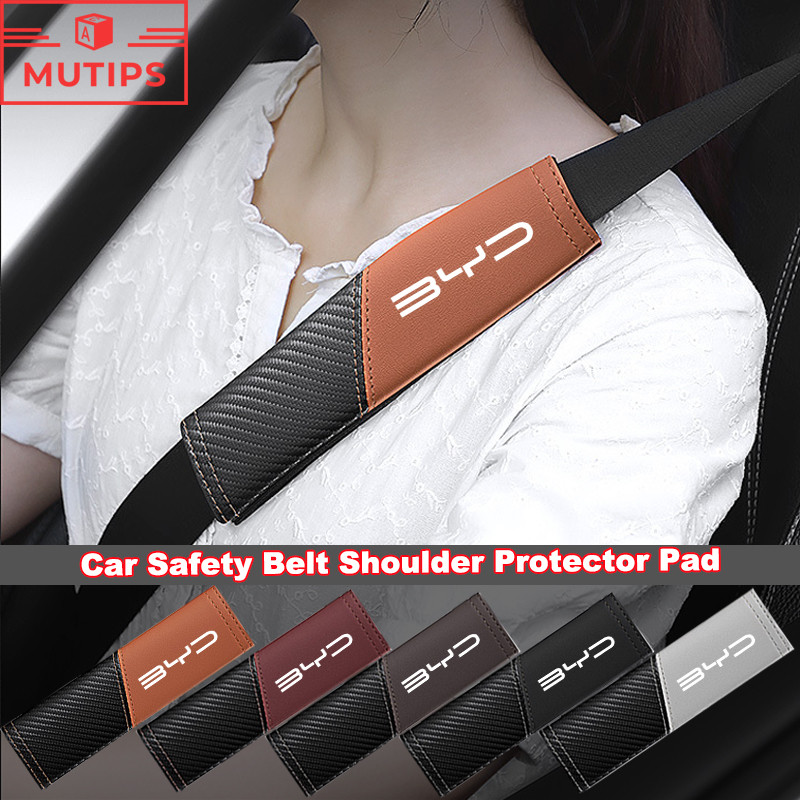 BYD 2Pcs Car Seat Belt Shoulder Pad Leather Shoulder Protector Auto ...