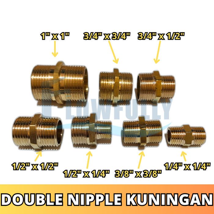 Double NIPPLE BRASS NEPEL DOUBLE OUTER DRAT REDUCING REDUCER NEPLE MALE 1/8 1/4 3/8 1/2 3/4 1 ...
