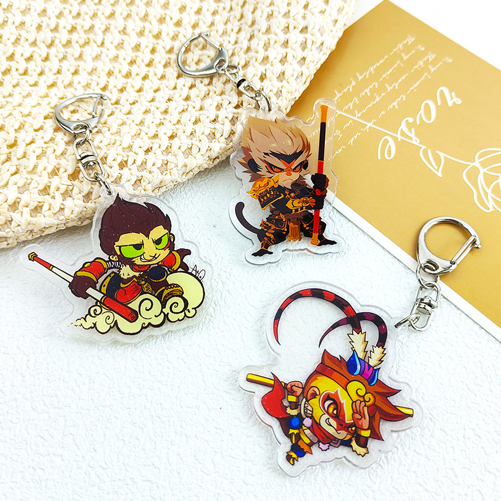 Cute Anime Black Myth: Wukong Keychains Cartoon Monkey King Figure ...