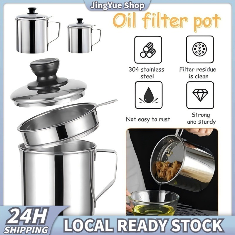 1.2/1.3L 304 Stainless Steel Oil Strainer Pot with Lid Filter Cooking ...