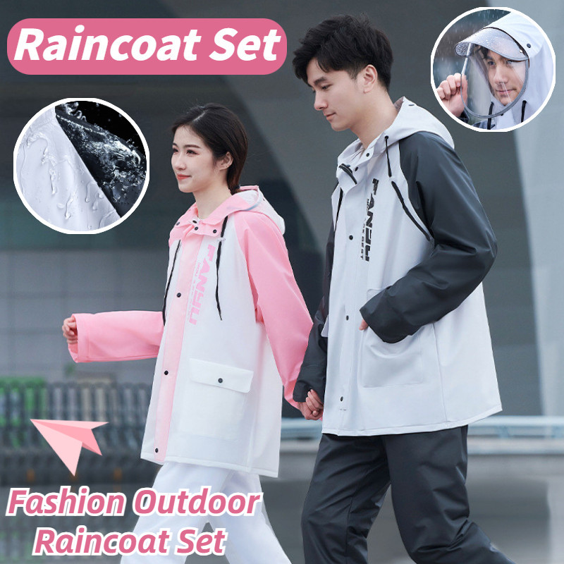 Raincoat for Adult Fashion Outdoor Raincoat Set Waterproof Soft Thick ...