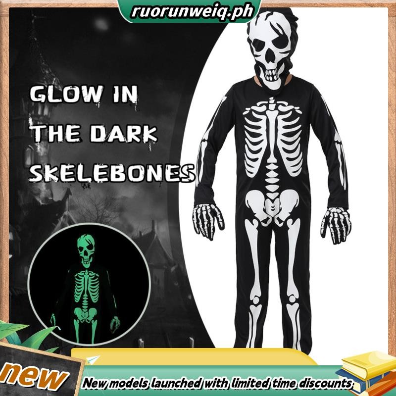 Adult Skeleton Jumpsuits Halloween Scary Bone Cosplay Carnival Costume ...