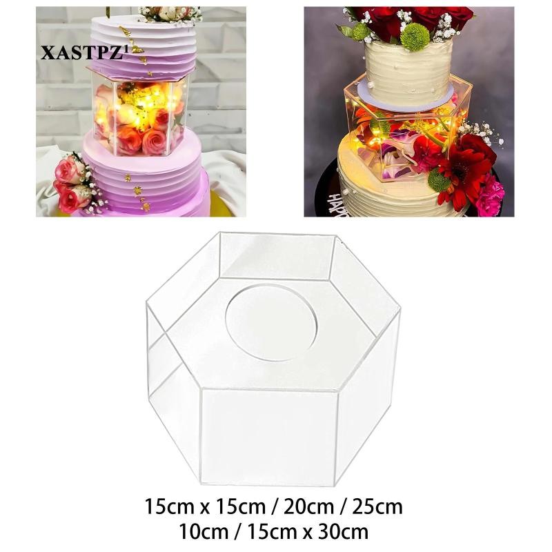 [Xastpz1] Clear Acrylic Fillable Cake Stand Flowerr Holder Stand Cake ...