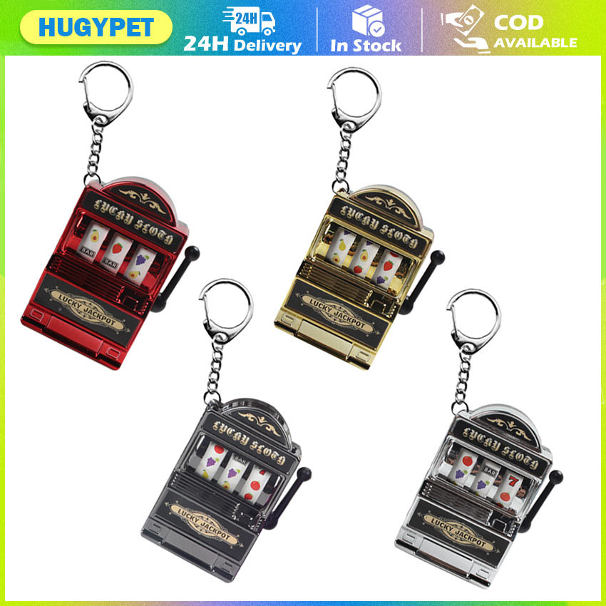 Mini Slot Machine Key Chains Creative Arcade Pocket Fruit Lucky Jackpot ...