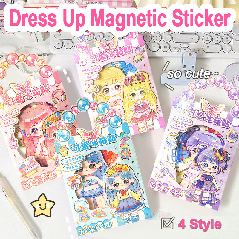 DIY Fridge Magnetic Sticker Toys Cartoon Princess Dress Up Sticker with ...